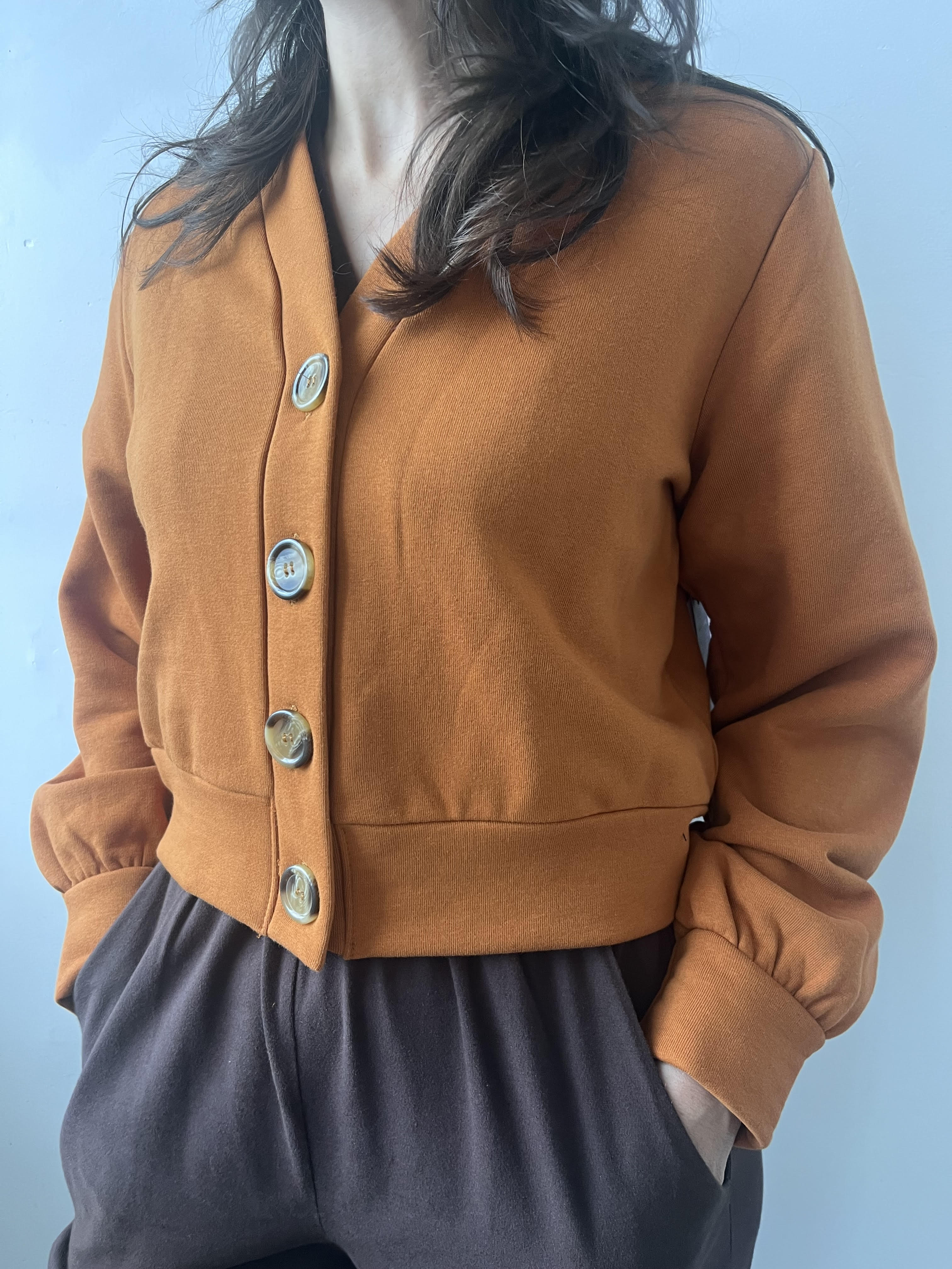 Cardigan Molletonné Douglas Citrouille – Eve Lavoie - Designer